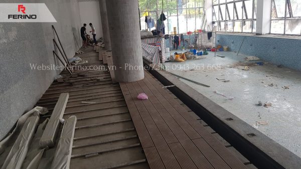 Thi công sàn gỗ nhựa hồ bơi tại Hà Nội cho Trường Tiểu Học Kim Giang ...